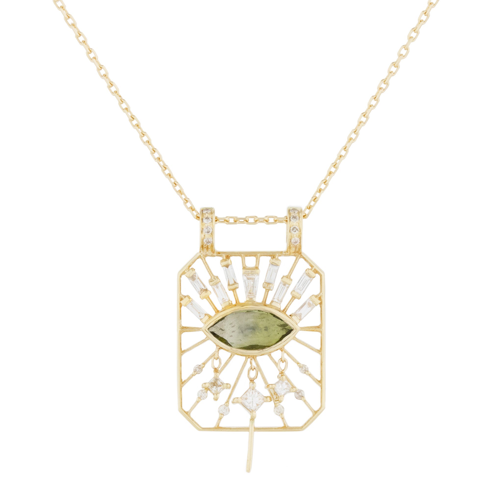 TOURMALINE MARQUISE EYE OPEN RECTANGLE CHAIN NECKLACE – Gin and The Banker