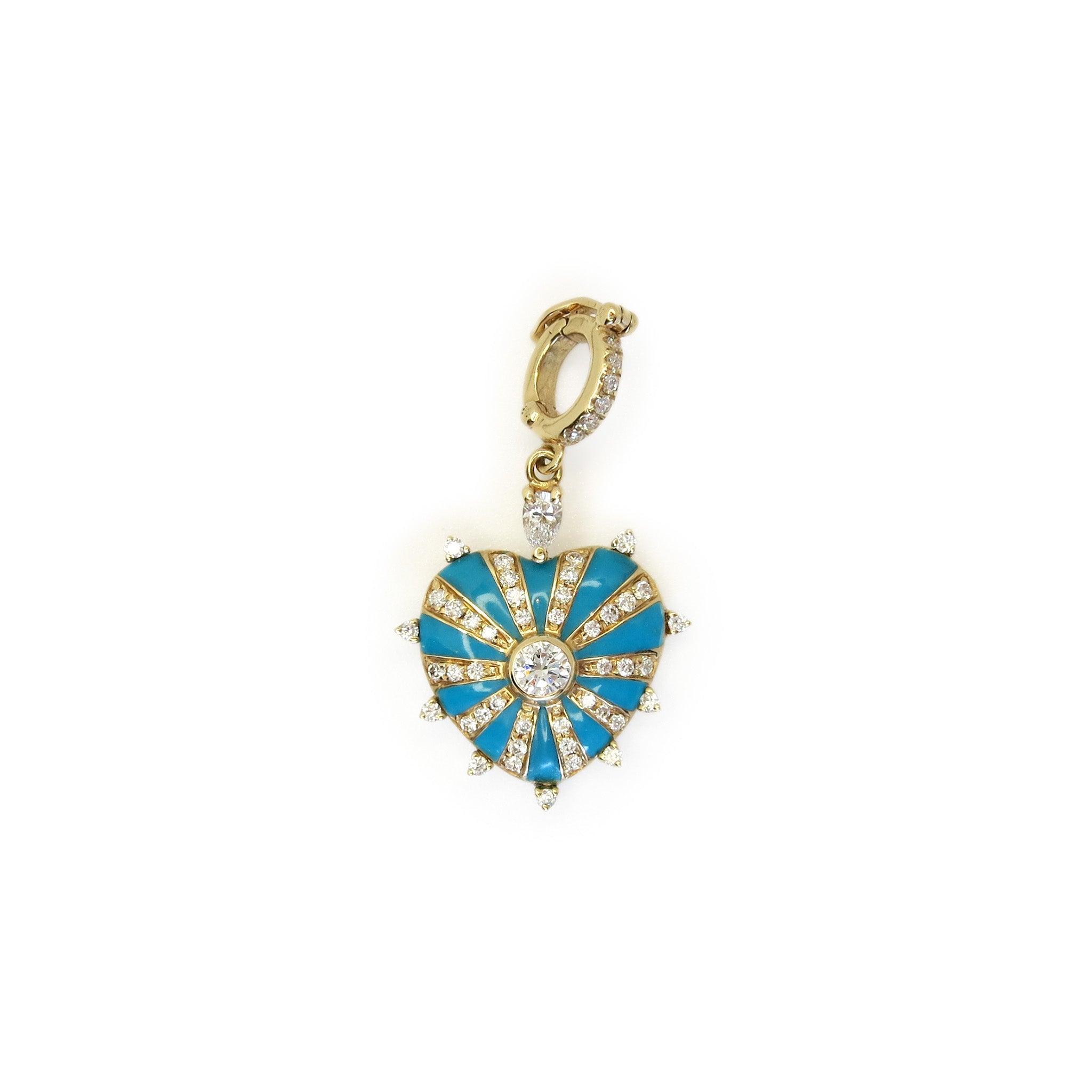 Medium Mila Heart - Turquoise & Diamonds – Gin and The Banker